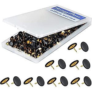 HongyiTime 400 PCS Push Pins,Thumb Tacks, Wall Tacks, Tacks, Push Pin,Thumbtack, Flat Push Pins, Thumbtacks Flat, Push Pins for Cork Board, Push Pins for Wall, Board Pins,Tacks and Push Pins (Black)