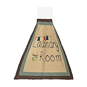 PIEPLE 1 PCS Kitchen Hand Towels, Laundry Room Dry Cloths Soft Plush Hanging Tie Towels with Loop for Kitchen Bathroom Dish Cloth Tea Bar Towel Laundry Retro Beige Blue Coffee