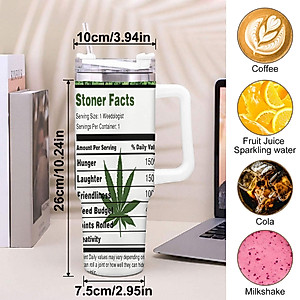 FOCIUZTA 40oz Tumbler with Lid, Insulated Cup, Travel Coffee Mug, Perfect Gift for Easter, Father's Day, Mother's Day, Birthday, Cannabis 420 Weed Design
