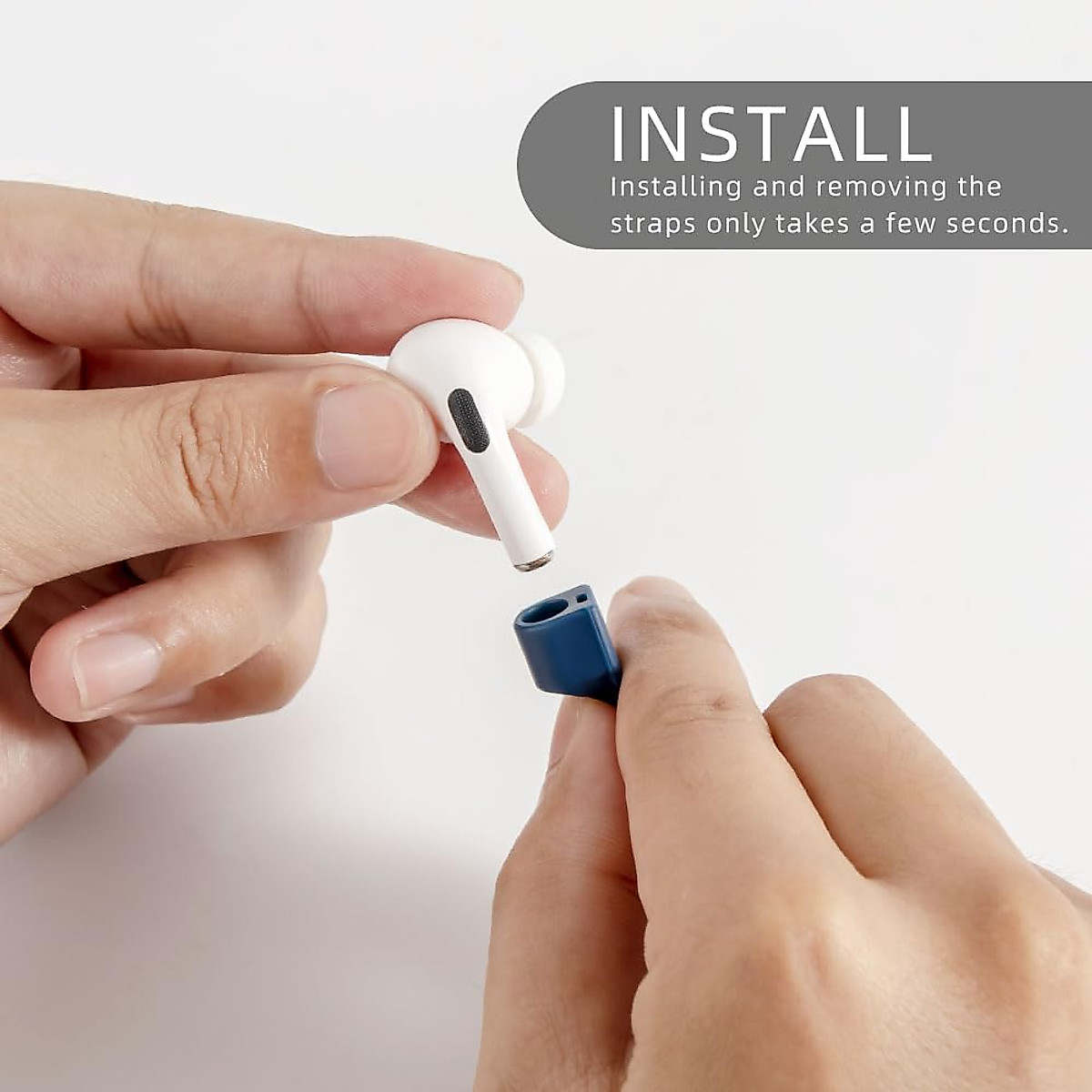 Magnetic Anti-Lost Straps for AirPods,4 Pack Ultra Strong Magnetic AirPods Strap Anti-Lost Neck Rope Cord,Soft Silicone Sports Lanyard Compatible with AirPods 1&2/ Pro /2nd/3rd (Black/White/Grey/Blue)