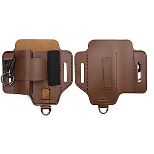 YIFULIN Leather Belt Sheath with Key Holder Pen Clip Tactically Tool Holsters Multitool Leather Sheath Organizers Belt Waist Bag Multitool Pockets Organizer Pouch