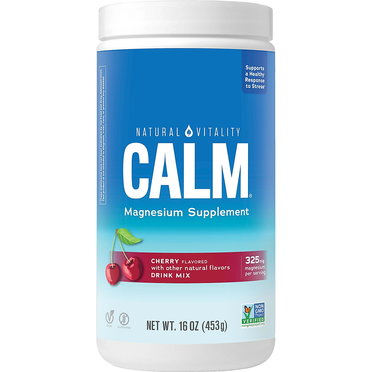 Natural Vitality Calm, Magnesium Citrate Supplement, Anti-Stress Drink Mix Powder - Gluten Free, Vegan, & Non-GMO, Raspberry Lemon, 16 oz (Pack of 1) & 0.12 oz (Pack of 30)