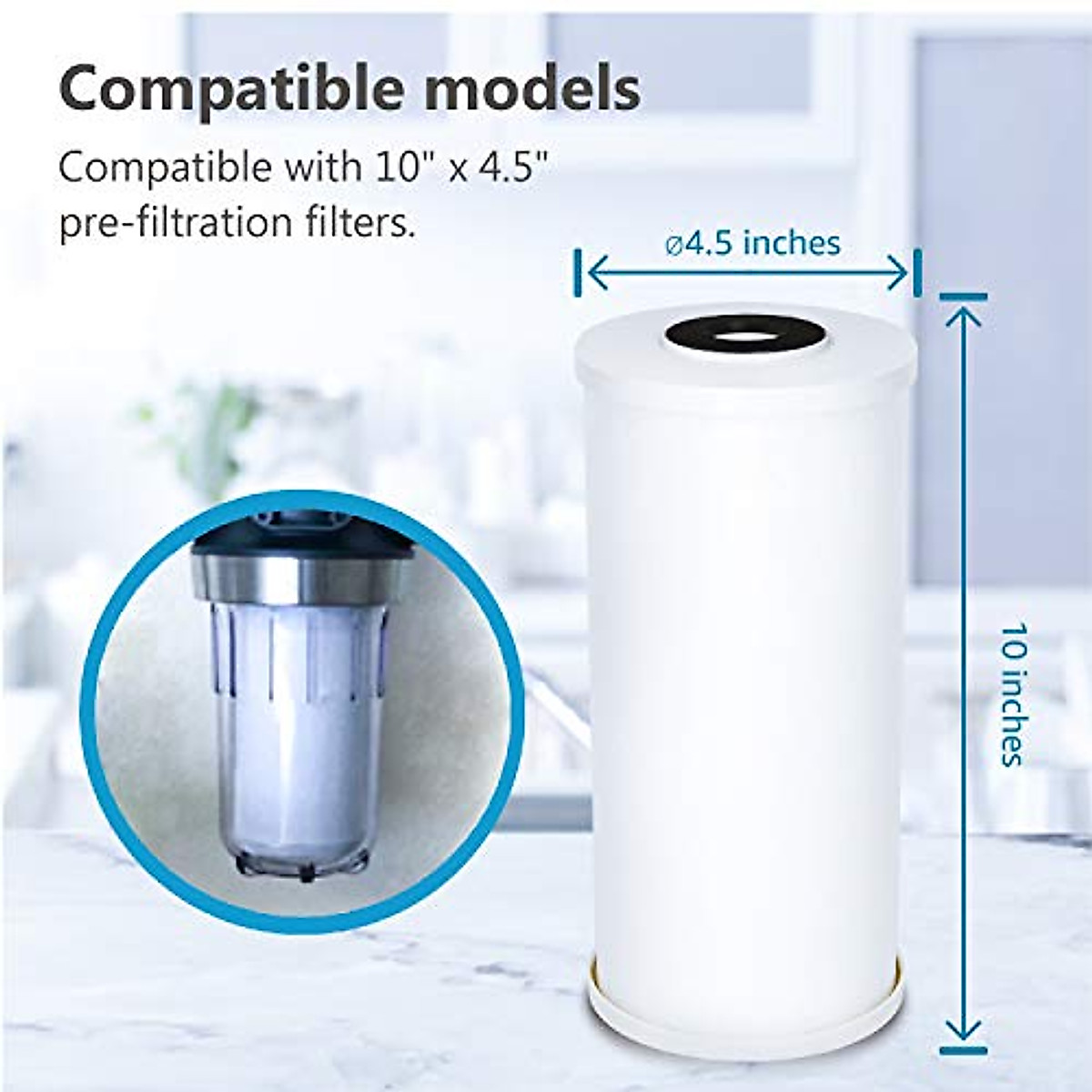 Waterspecialist FXHTC Whole House Carbon Water Filter, Replacement for GE FXHTC, GXWH40L, GXWH35F, Culligan RFC-BBSA, American Plumber W10-PR, W10-BC, WRC25HD, 10" x 4.5", 5 Micron, Pack of 2