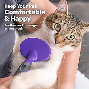 Hertzko Soft Pet Brush With Pins For Dogs, Cats - The Ultimate Dog Brush, Remove Fur, Loose Hair - Comb For Grooming Long Haired & Short Haired Dogs, Cats, Rabbits & More, Deshedding Tool, Cat Brush