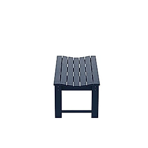 WestinTrends Malibu Outdoor Bench, All Weather Resistant Poly Lumber Backless Patio Garden Bench, Adirondack Curved Bench Seat for Comfort, Navy Blue