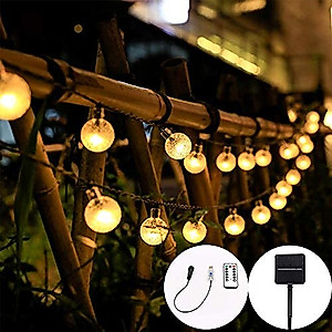 SiGuTie 36Ft 60LED Solar & USB String Lights Globe Indoor/Outdoor, Crystal Ball Waterproof 8 Modes Fairy Christmas Lights for Home Party Garden Holiday Wedding (Warm White Upgraded)