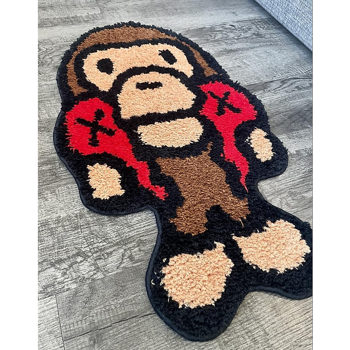 LUXAPE Baby Milo BAPE Rug - X Kawed rug - Handmade & Premium- 30in W * 20in L (75 * 50cm) - Hypebeast Rug - Anime Rug - Preppy Decor - Bape Decor - A Bathing APE - Luxape Rug (Baby Milo)