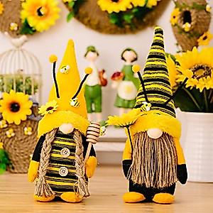 ROGENA Bee Decor Sunflower Decor Spring Decorations for Home Sunflower Decorations Spring Gnomes Bumble Bee Decor