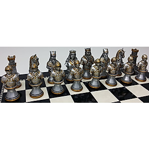 Medieval Times Crusades Knight Chess Men Set Gold & Silver Busts - NO Board