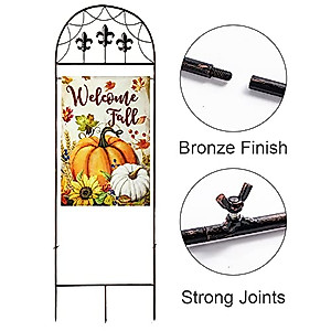 hogardeck Garden Flag Holder Stand - Metal Powder-Coated Garden Flag Arbor Weather-Proof Yard Flag Pole Garden Flag Stakes Outdoor Decor