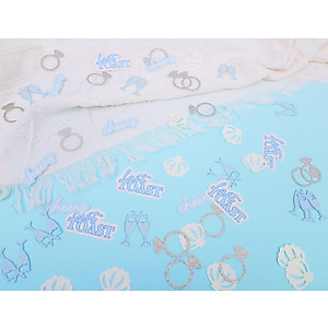 200psc Last Toast on the Coast Confetti - Last Toast Bachelorette Party Decorations, Ocean Bridal Shower Confetti, Beach and Coastal Bachelorette Party Decor, Shimmery Seashell and Ring Confetti
