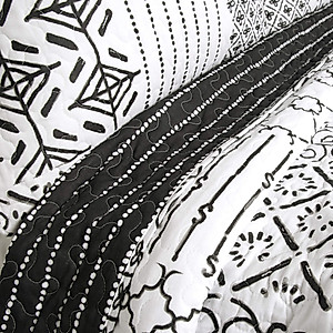 Lush Decor Charcoal King Monique 3 Piece Reversible Print Pattern Quilt Set