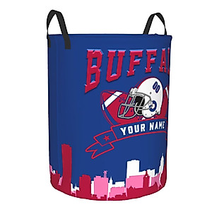 Custom Buffalo Laundry Hamper - Personalized Name and Number Laundry Basket Dirty Clothes Hamper Large Capacity Waterproof Hamper for Bedroom Bathroom Living Room