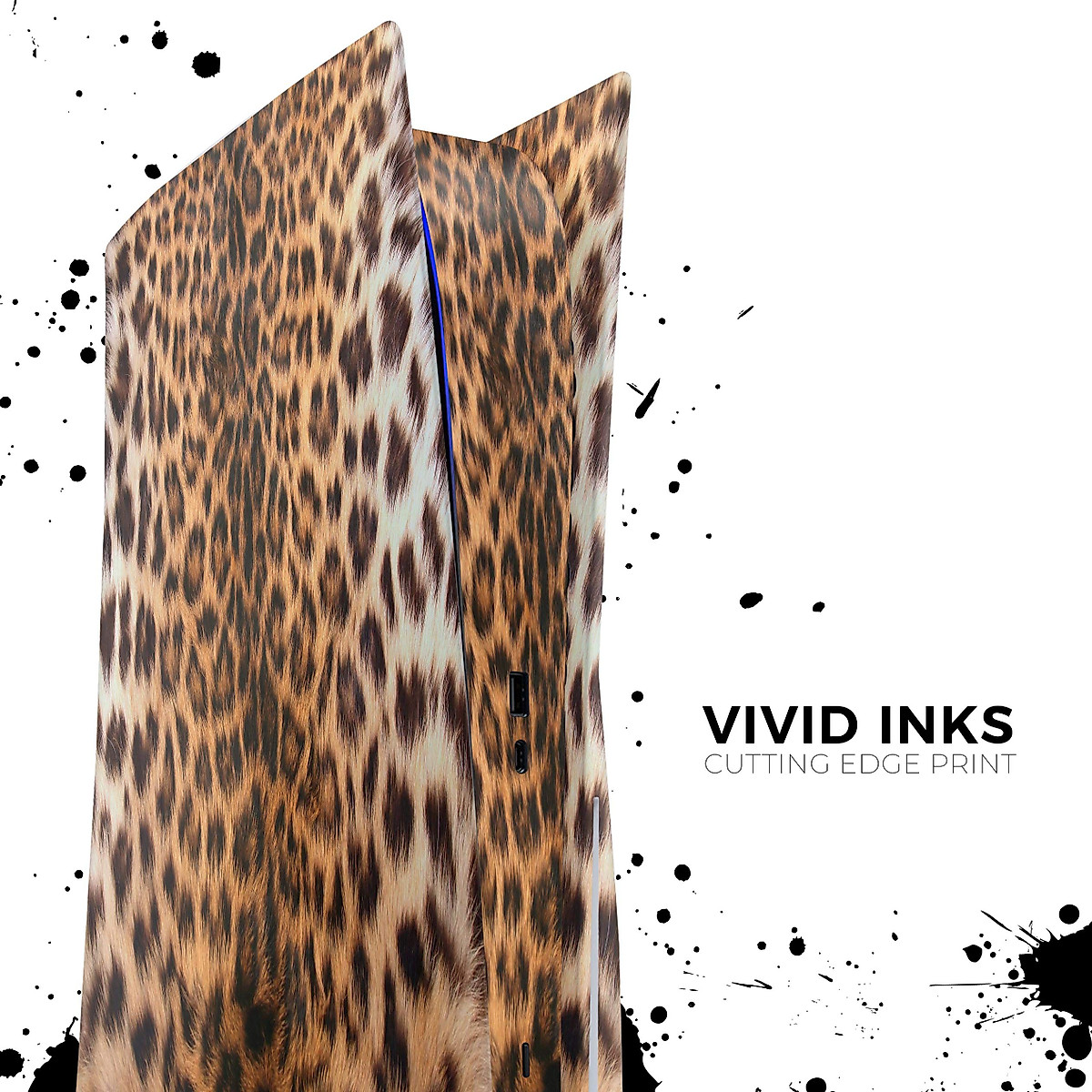 Design Skinz Mirrored Leopard Hide - Full-Body Cover Wrap Decal Skin-Kit Compatible with The Sony Playstation 5 Console (Disc Drive)