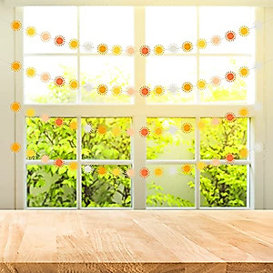 G1ngtar Boho Sun Garland Felt Artificial First Trip Around The Sun String Banner Hippie Boho Muted Sun Party Supplies Aesthetic Indoor Outdoor Party Decoration for Baby Shower Wedding, 4Pcs