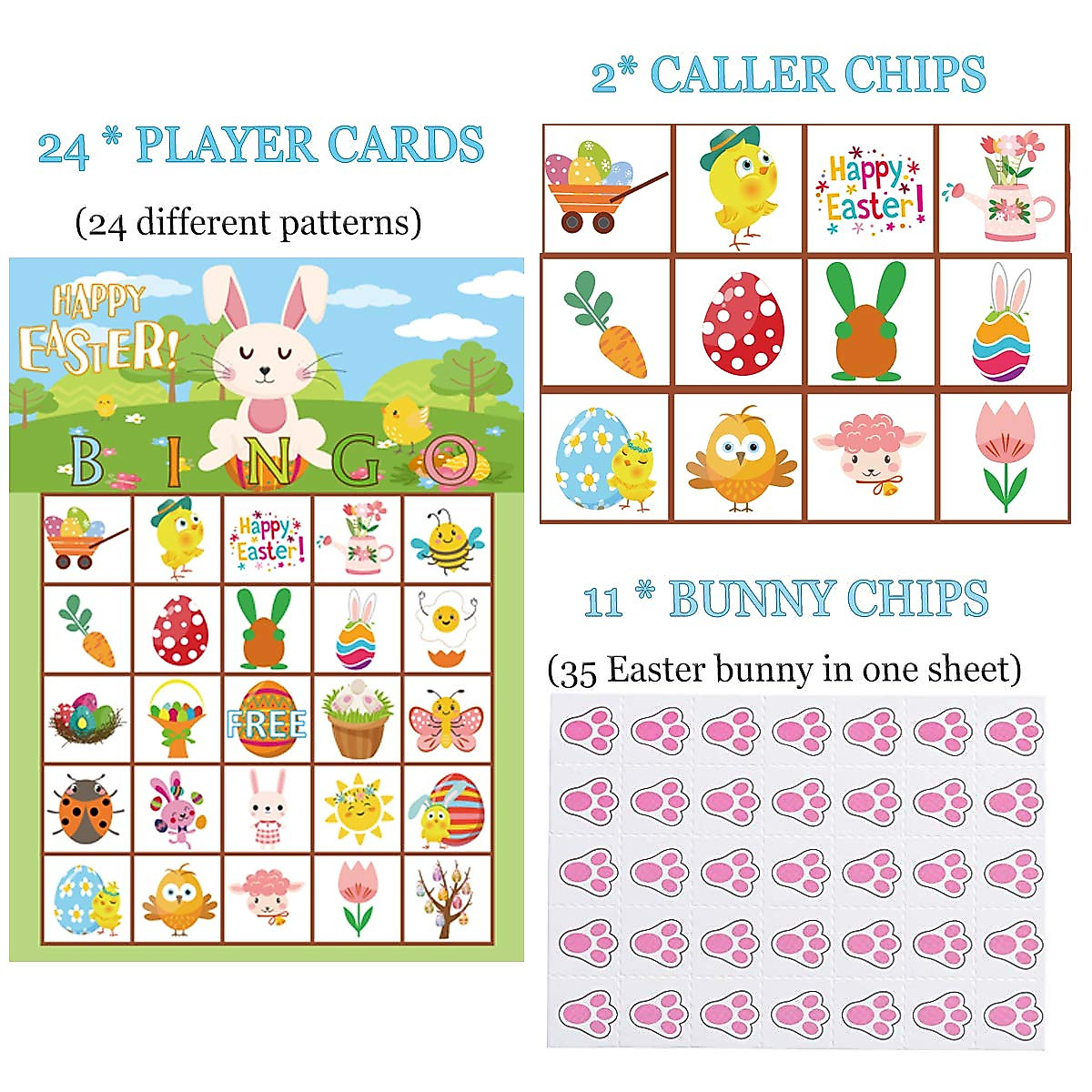 Funnlot Easter Games for Party Easter Bingo Game for Kids with 24 Players Easter Party Supplies for Family Classroom Activities
