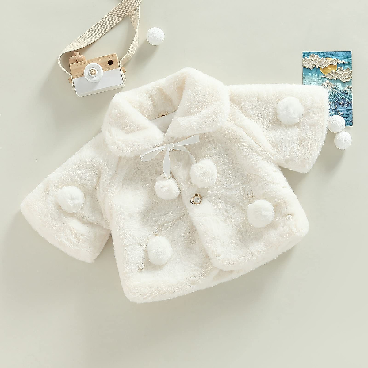 LXXIASHI Toddler Baby Girl Winter Fur Coat Jacket Cloak Thicken Shawl Snowsuit Outerwear Clothes (Pearl - White, 0-6 Months)