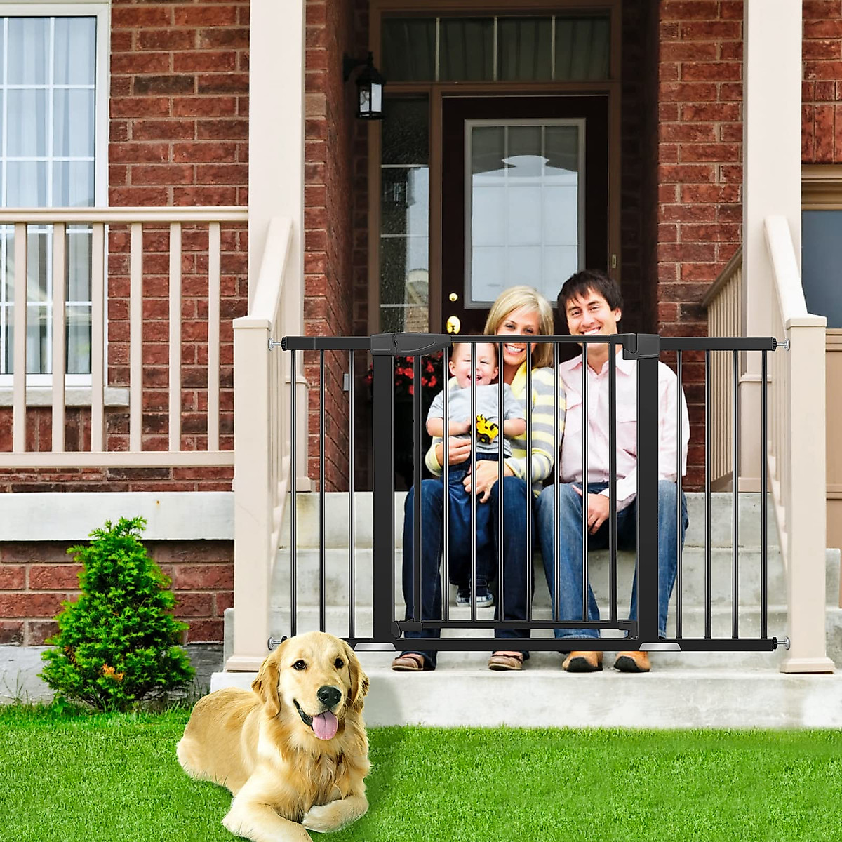 Baby Gates for Doorways, RONBEI 29.93"-51.5" Walk Through Baby Gate Extra Wide Baby Gates for Stairs, Pet Dog Gates Auto Close Safety Child Doorway Gates for Kids or Pets