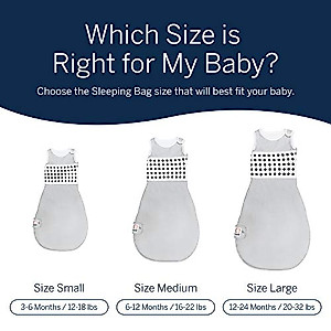 Nanit Breathing Wear Sleeping Bag – 100% Cotton Baby Sleep Sack - Works Pro Baby Monitor to Track Breathing Motion Sensor-Free, Real-Time Alerts, Size Medium, 6-12 Months, Pebble Grey