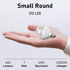 Maelsrlg G16.5 Light Bulb LED, 60W Equivalent, Small Round Light Bulbs, E12 Candelabra Base, Dimmable, Daylight 5000K, 7W 600 Lumens, Type G Light Bulb, Clear Glass, Pack of 4