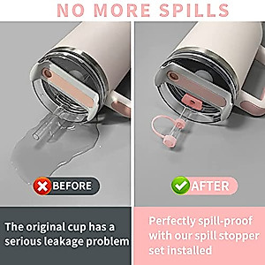 For Stanley Cup Accessories H2.0, Including 2 Stanley Cup Spill Stopper, 2 Stanley Straw Cap Cover, 2 Stanley Tumbler Leak Proof Plug, Silicone Accessories for Stanley 40 oz 30 oz Tumbler with Handle