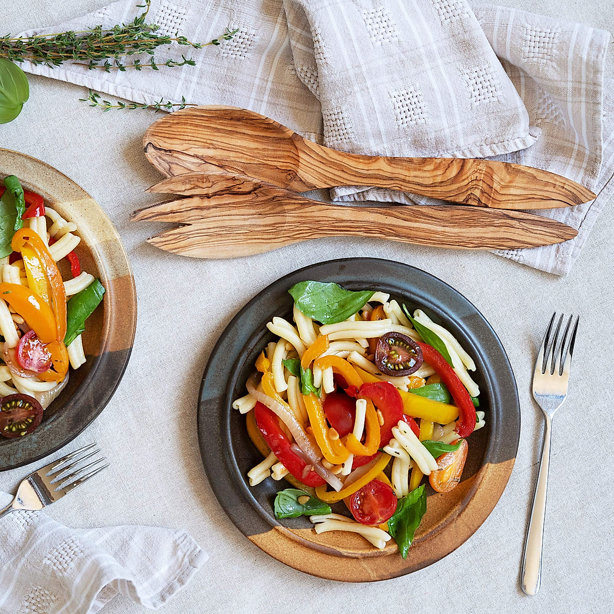 Tramanto Olive Wooden Salad Servers Set, 12 inch Tuscan Design