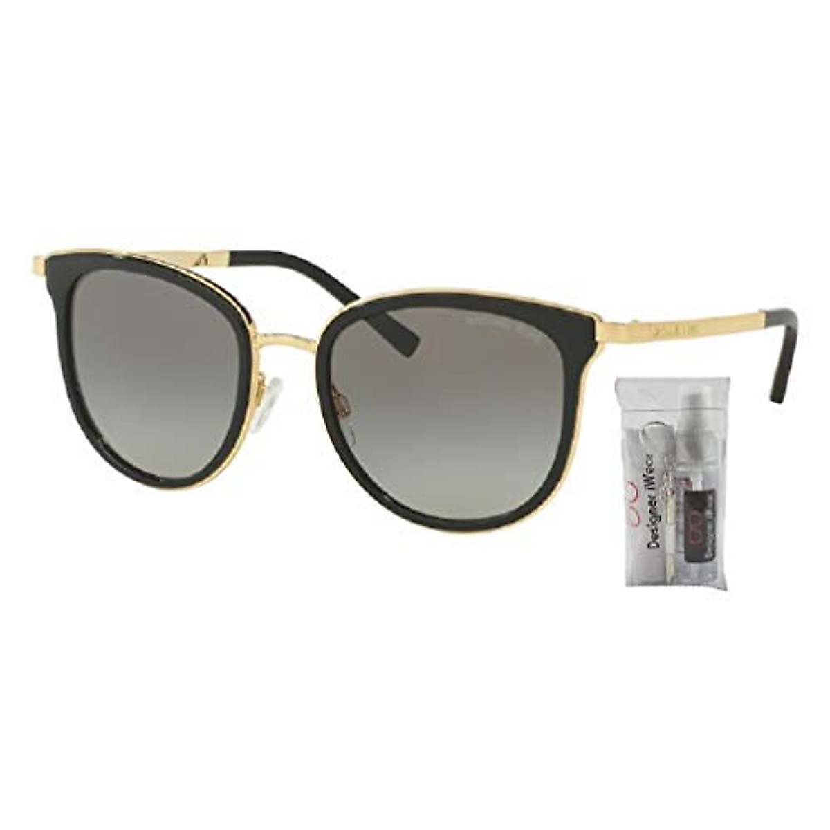 Michael Kors MK1010 ADRIANNA I Square 110011 54M Black/Gold/Grey Gradient Sunglasses For Women + BUNDLE with Designer iWear Eyewear Kit