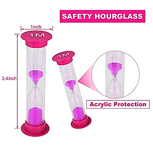 WOPPLXY 6 Pcs Sand Timer, Plastic Sand Clock Timer, Colorful Plastic Hourglass Timer 30sec / 1min / 2mins / 3mins / 5mins / 10mins for Brushing Children's Teeth, Cooking, Game, School, Office