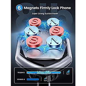 【Military-Grade Magnetic Vent Hook】 Phone Holder for Car【Ultra Sturdy】 Hands-Free Car Phone Holder Mount【Sharp Turns & Bumpy Roads Friendly】 Compatible with iPhone, Samsung,All Smartphones (Long Arm)