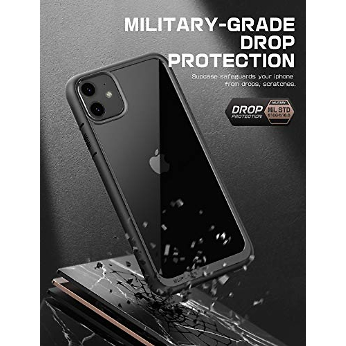 SUPCASE Unicorn Beetle Style Series Case Designed for iPhone 11 6.1 Inch (2019 Release), Premium Hybrid Protective Clear Case (Black)