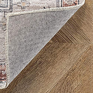 nuLOOM Banks Vintage Machine Washable Area Rug, 5' x 8', Beige