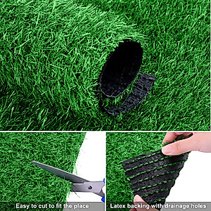 TURSTIN 8 Pieces Artificial Grass Mat 12 x 12 Inch Synthetic Grass Square Mats Fake Turf Patch Tiles Realistic Grass Rug for DIY Crafts Miniature Garden Indoor Outdoor Patio Flooring, Dark Green