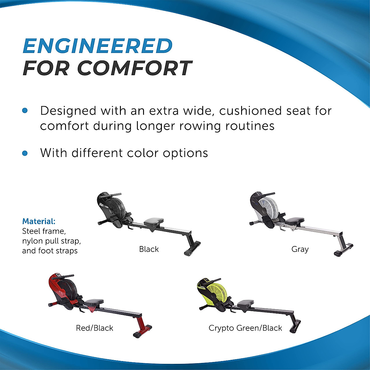 Stamina ATS Air Rower Machine with Smart Workout App - Foldable Rowing Machine with Dynamic Air Resistance for Home Gym Fitness - Up to 250 lbs Weight Capacity - Crypto Green/Black