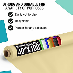Exquisite Light Yellow Plastic Table Cover Roll 40" X 100' Table Cloth Plastic Cover Roll - Premium Quality Banquet Rolls - Disposable Tablecloth Rolls - Table Cloth Rectangle Table Rolls