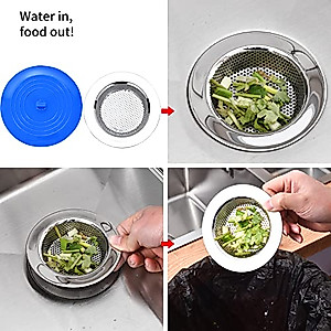 4pcs Sink Strainer and Silicone Stopper Kit, 4.5 Inch Wide Rim Drain Basket,Sink Strainers for Kitchen Sinks,Stainless Steel Sink Filter, Garbage Disposal Stopper,Universal Rubber Drain Stopper YLARMY