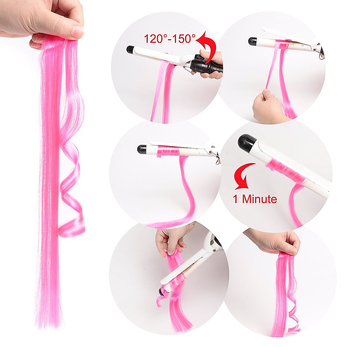 BHF Blue Orange Hair Extensions Clip in Halloween Hair Accessories for Kids Girls Women Bright Vibrant Neon Hair Extensions Fairy Hairpieces Long Straight Color Hair Extensions 22"