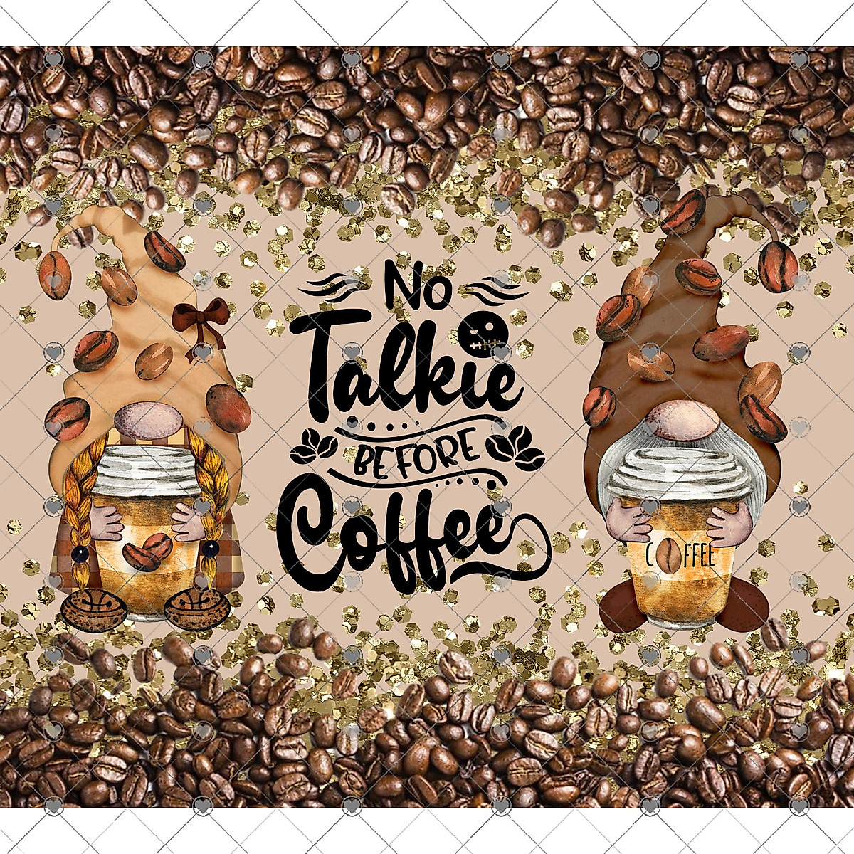 Coffee Gnomes Tumbler Sublimation Transfer, Ready to Press, 20 oz Straight Tumbler, Coffee Gnome Transfer for Tumbler, Gnome Transfer Wrap