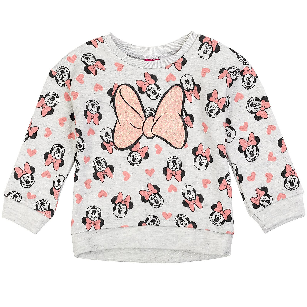 Disney Minnie Mouse Infant Baby Girls Pullover Fleece Sweatshirt and Leggings Outfit Set Light Grey/Pink 18 Months