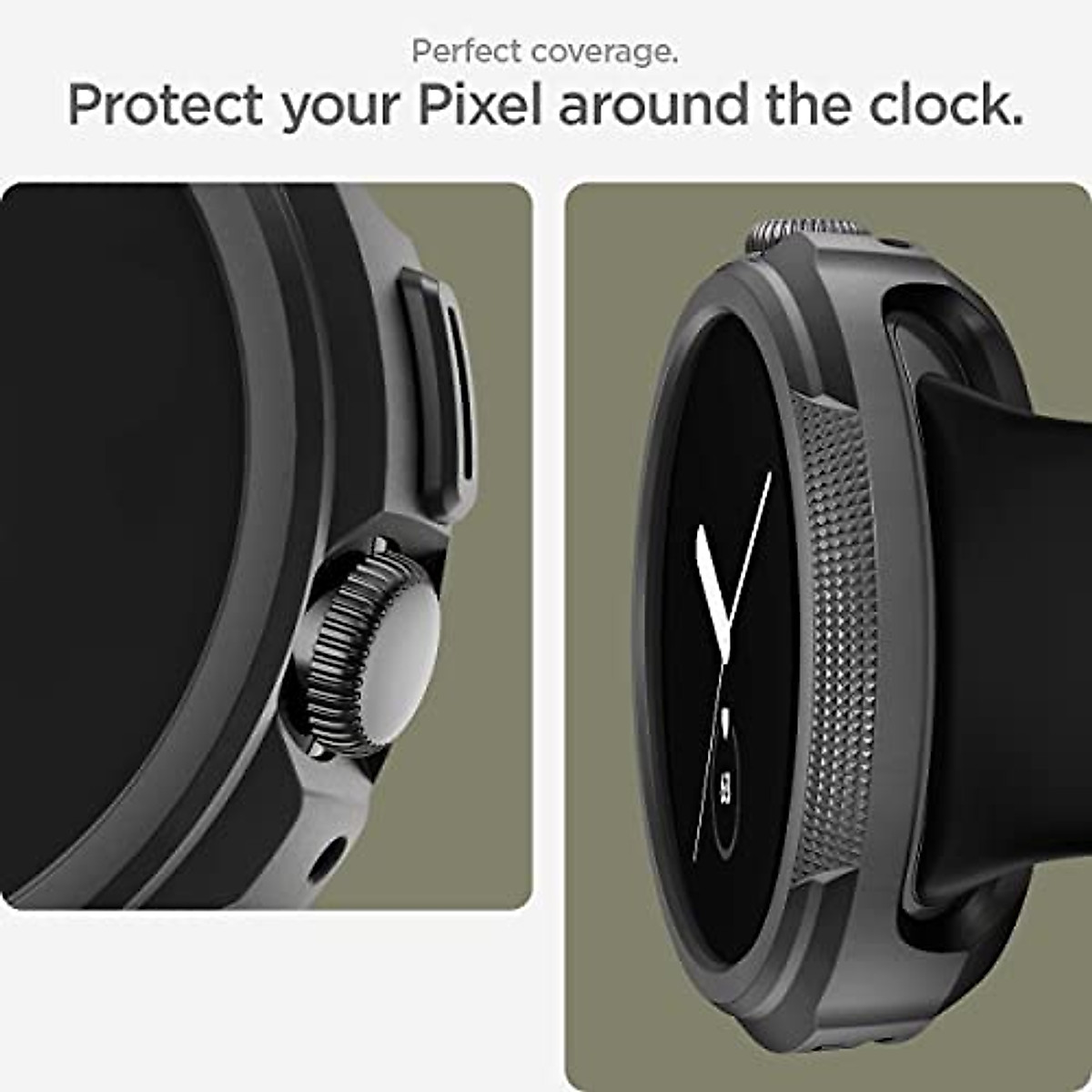 Spigen Liquid Air Armor Designed for Google Pixel Watch Case Anti-Scratch Protective Soft TPU Cover Case (2022) - Matte Black