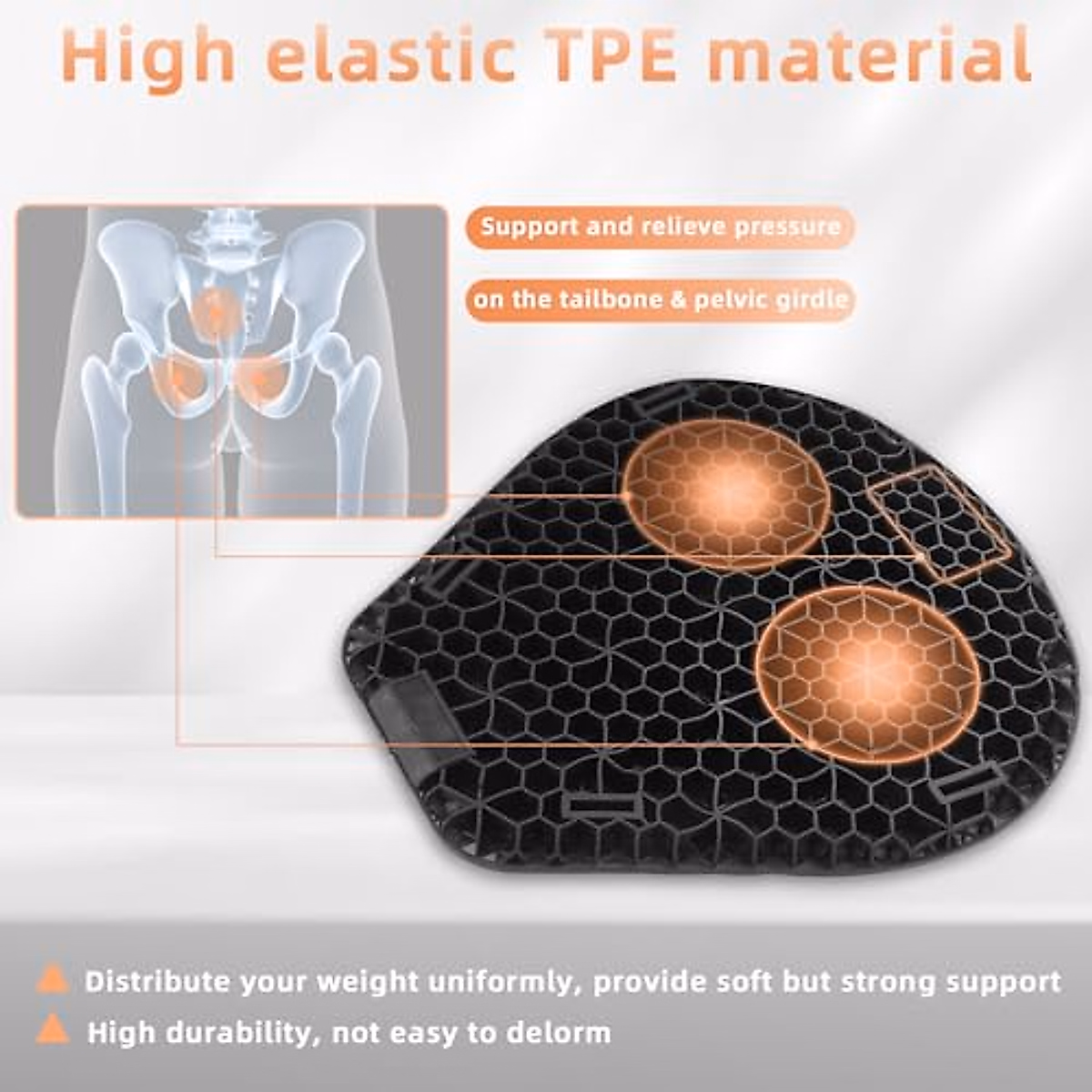 FQMY Motorcycle Gel Seat Cushion with Seat Pad Sunshade Cover, Large 3D Honeycomb Motorcycle Seat Cover, Breathable Shock Absorption Reduces Motorcycle Gel Seat Pad for Comfortable Long Rides