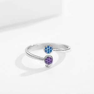 JUSTKIDSTOY Semicolon Ring for Women 925 Sterling Silver Adjustable Open Ring Recovery Suicide Awareness Jewelry Inspirational Ring