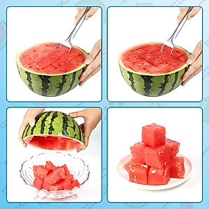 2pcs Watermelon Slicer Fork, Watermelon Cutting Tool 2-In-1 Watermelon Fork Slicer Cutter Stainless Steel Fruit Fork Cutter for Party Camping Fruit Shape