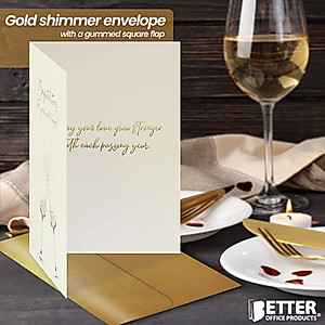 Better Office Products Wedding Congratulations Card with Metallic Gold & Silver Foil, Gold Shimmer Envelope, Classic 5 x 7 Inch Size, Heavy Textured Cardstock