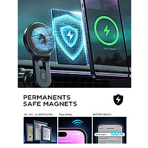 LISEN for MagSafe Car Mount Charger, 15W Wireless Charger for Car Magnetic Phone Holder Mount, Phone Mount Holder for Car Vent Wireless Charer Fits iPhone 15 Pro Plus Max 14 13 12 Magsafe Case