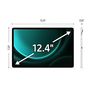 SAMSUNG Galaxy Tab S9 FE+ 12.4” 128GB Android Tablet + Free Smart Book Cover, IP68 Water- and Dust-Resistant, Long Battery Life, Powerful Processor, S Pen, 8MP Camera, US Version, 2023, Mint