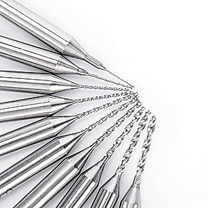 HUHAO 10PCS PCB Drill Bits Sets Spiral Flute Carbide 0.25mm to 1.15mm Carbide PCB Mini Drill Bit CNC Engraving Tool Tungsten Steel for Print Circuit Board Jewelry (2680)