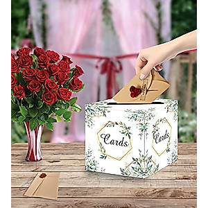 Greenery Card Box Floral Money Card Box Gift Card Holder Box Card Box Holder for Wedding Reception Baby Shower Birthday Party Supplies