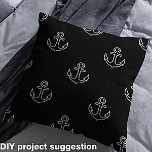 Feelyou Anchor Decor Fabric by The Yard, Nautical Themed Upholstery Fabric, Ocean Coastal Navigation Outdoor Fabric, Sea Adventure Reupholstery Fabric for Chairs, 2 Yards, Black White