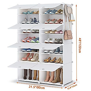 HOMIDEC Shoe Rack, 8 Tier Shoe Storage Cabinet 32 Pair Plastic Shoe Shelves Organizer for Closet Hallway Bedroom Entryway