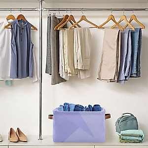 Kigai Light Periwinkle Foldable Storage Basket for Shelves, Collapsible Sturdy Storage Bin with Handles, Canvas Storage Cube for Organizing Closet